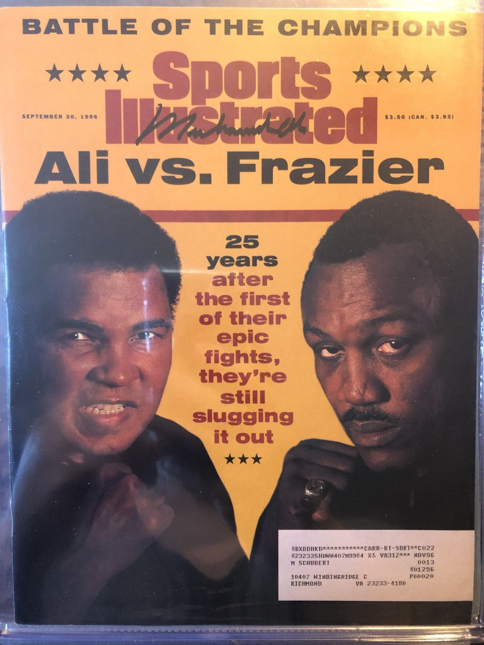Muhammad Ali signed vintage SI Autographed Ali vs Frazier Boxing Magaz ...