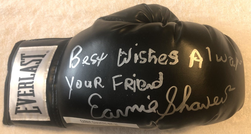 Earnie Shavers Signed silver autographed Black Everlast Boxing Glove R ...
