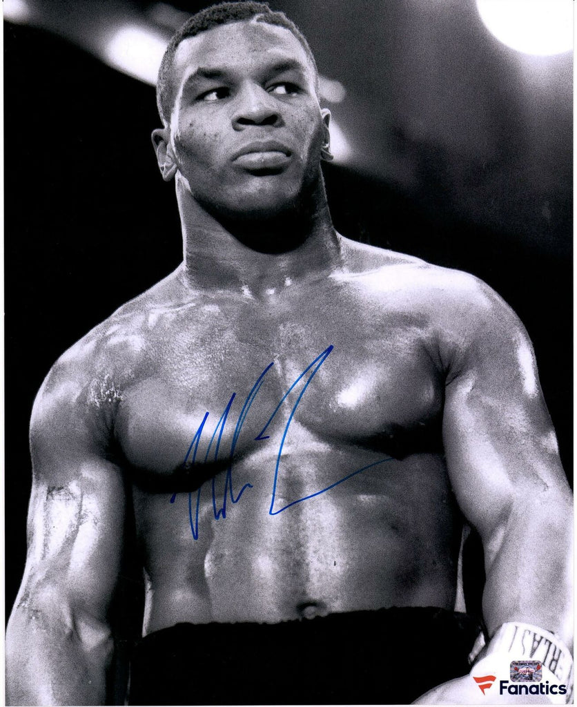 Mike Tyson Autographed 16" x 20" Black & White Fighting Stance Photogr ...
