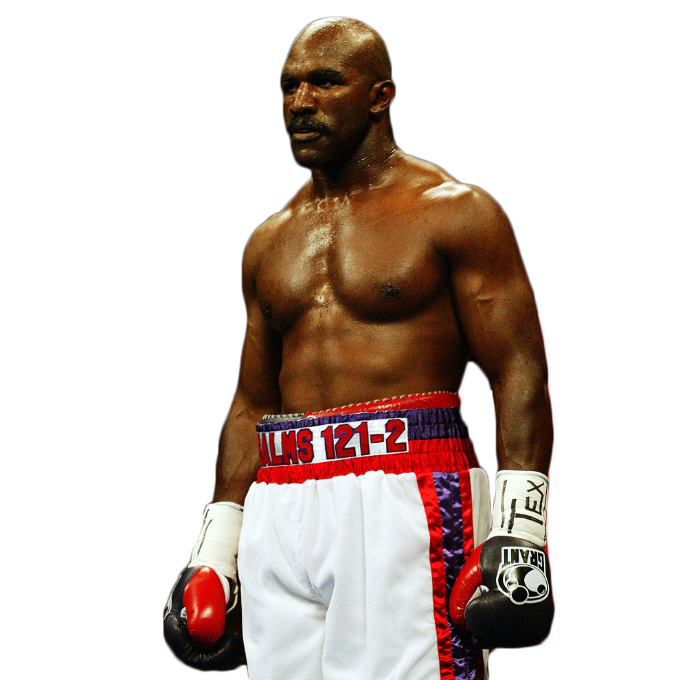 Evander Holyfield Autographed Red Everlast Boxing Glove in Silver ...