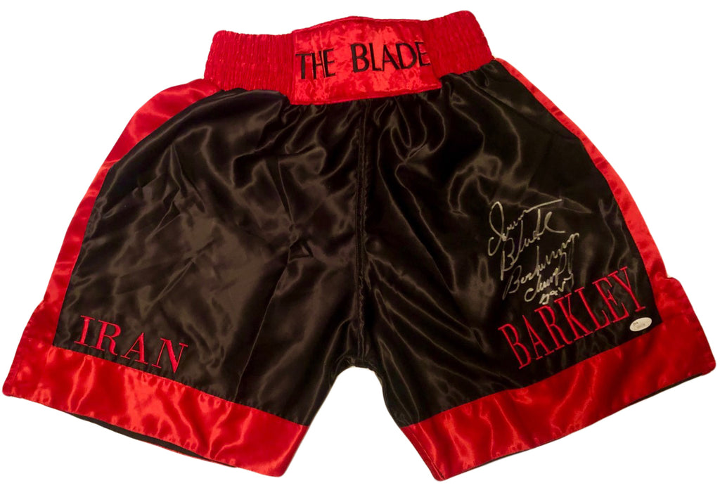 Iran Barkley hand made custom Signed Boxing Trunks JSA Certified ...