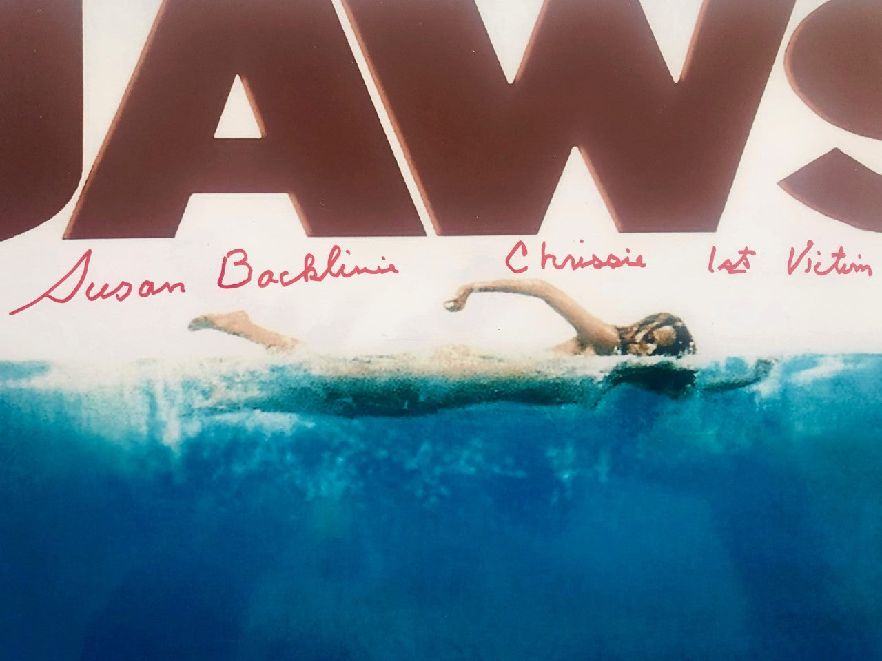 Susan Backlinie Signed "Jaws" 11x17 Movie Poster Inscribed "Chrissie ...