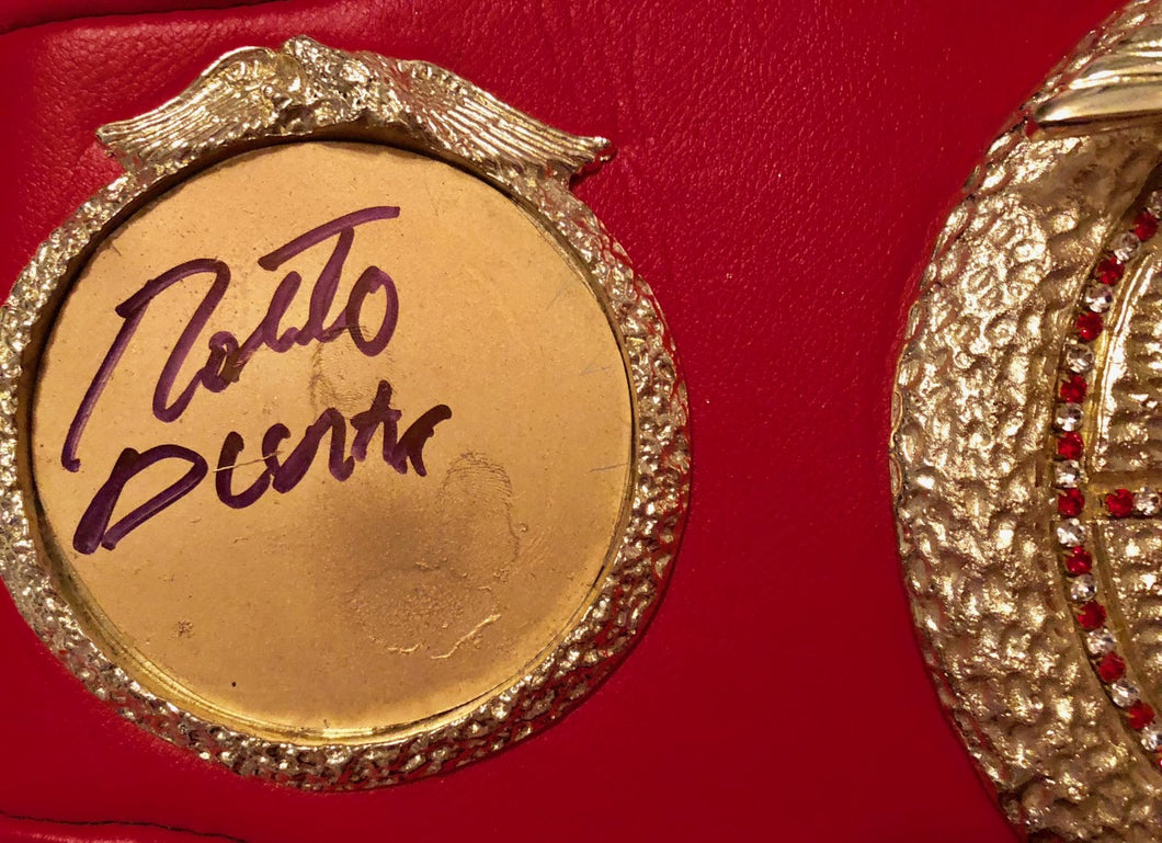 Roberto Duran Hands of Stone Autographed IBF Championship Full Size Be ...