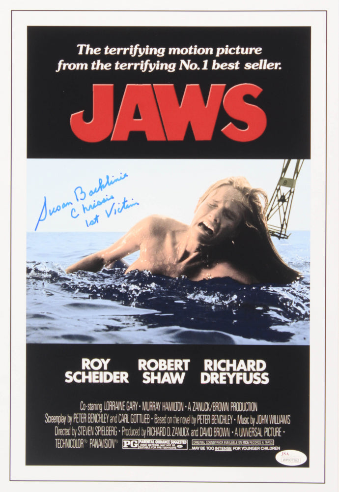 Susan Backlinie Signed "Jaws" 11x17 Movie Poster Inscribed "Chrissie ...