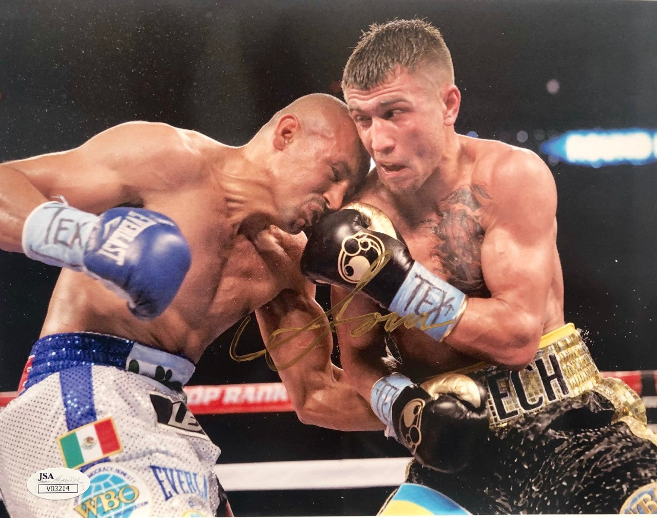 Vasyl Lomachenko Autographed 8x10 action fight photo in Gold Signature ...