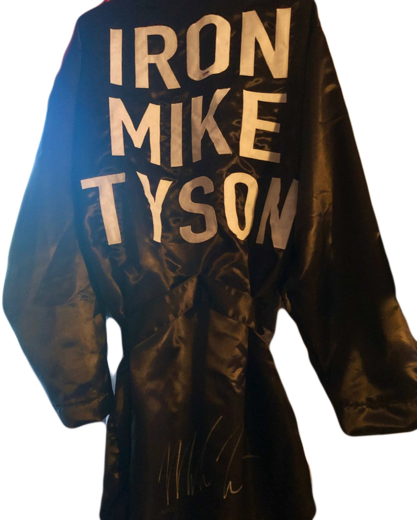 Mike Tyson Signed "Iron Mike" Boxing Black Custom Robe (PSA Hologram ...