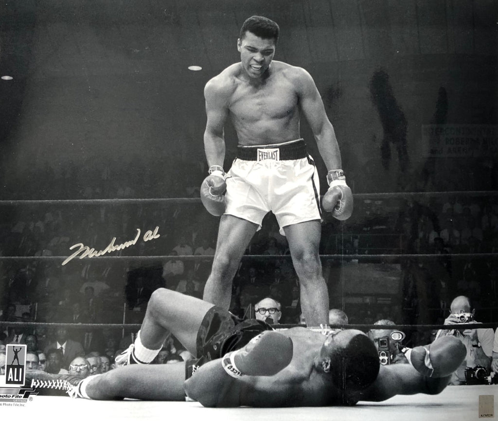 Muhammad Ali over Sonny Liston Autographed 16x20 size Photo in Black a ...