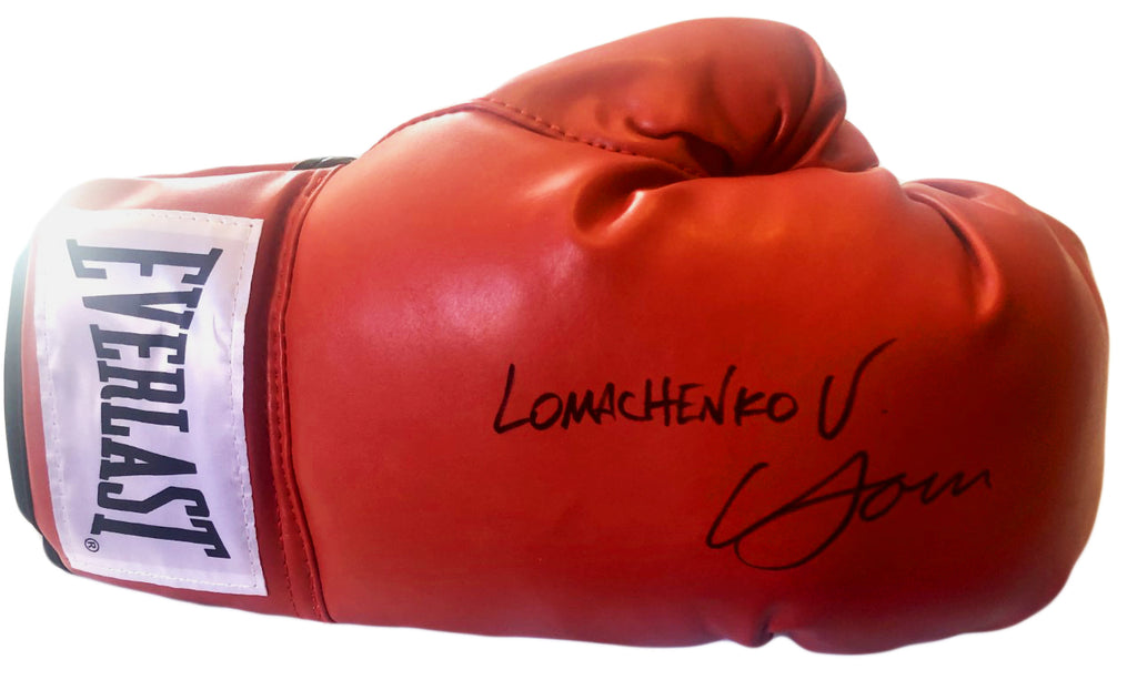 Vasyl Lomachenko Rare Autographed Everlast Red Boxing Glove in black F ...