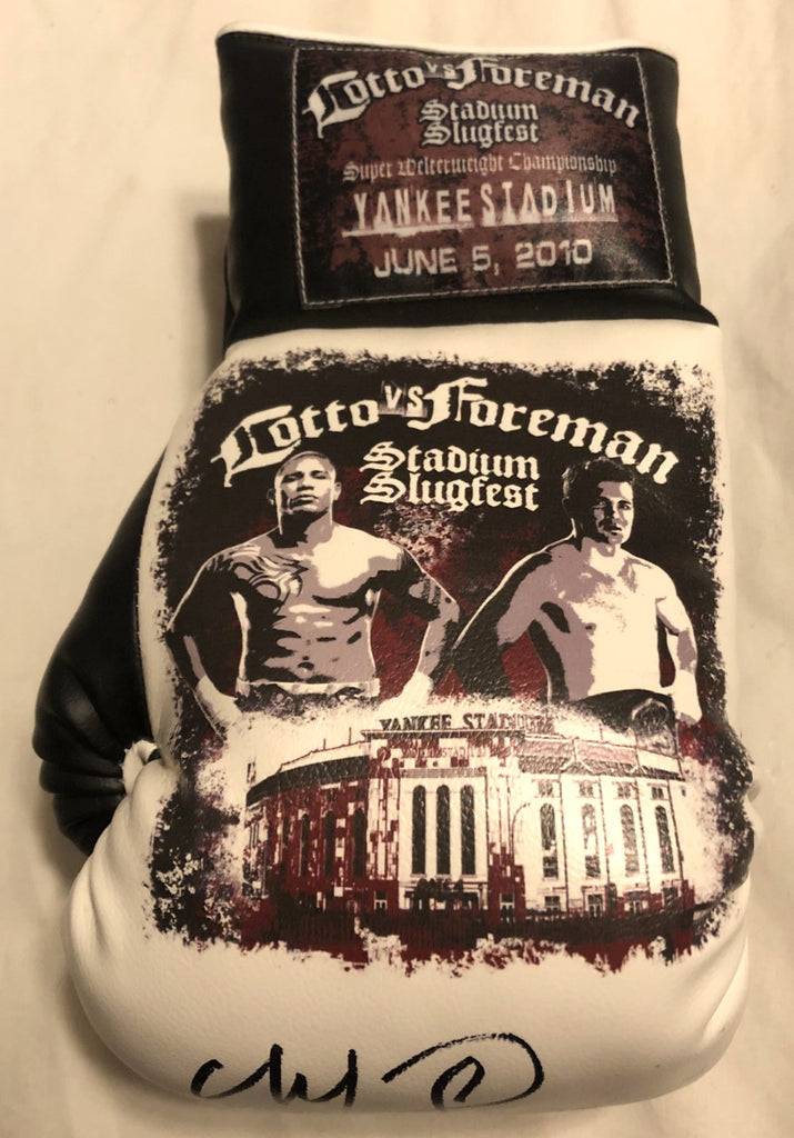 Cotto vs Foreman Autographed and silk screen Custom Boxing Glove ...