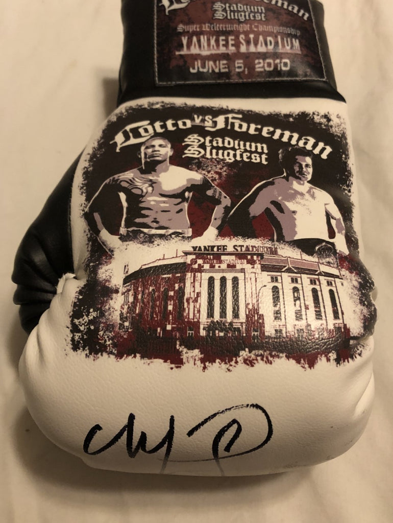 Cotto vs Foreman Autographed and silk screen Custom Boxing Glove ...
